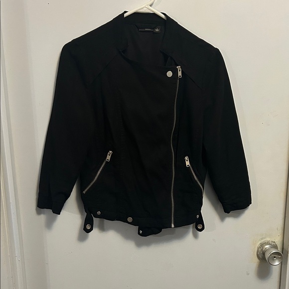 a.n.a | Jackets & Coats | Ana Black Bomber Jacket With Silver Accents ...